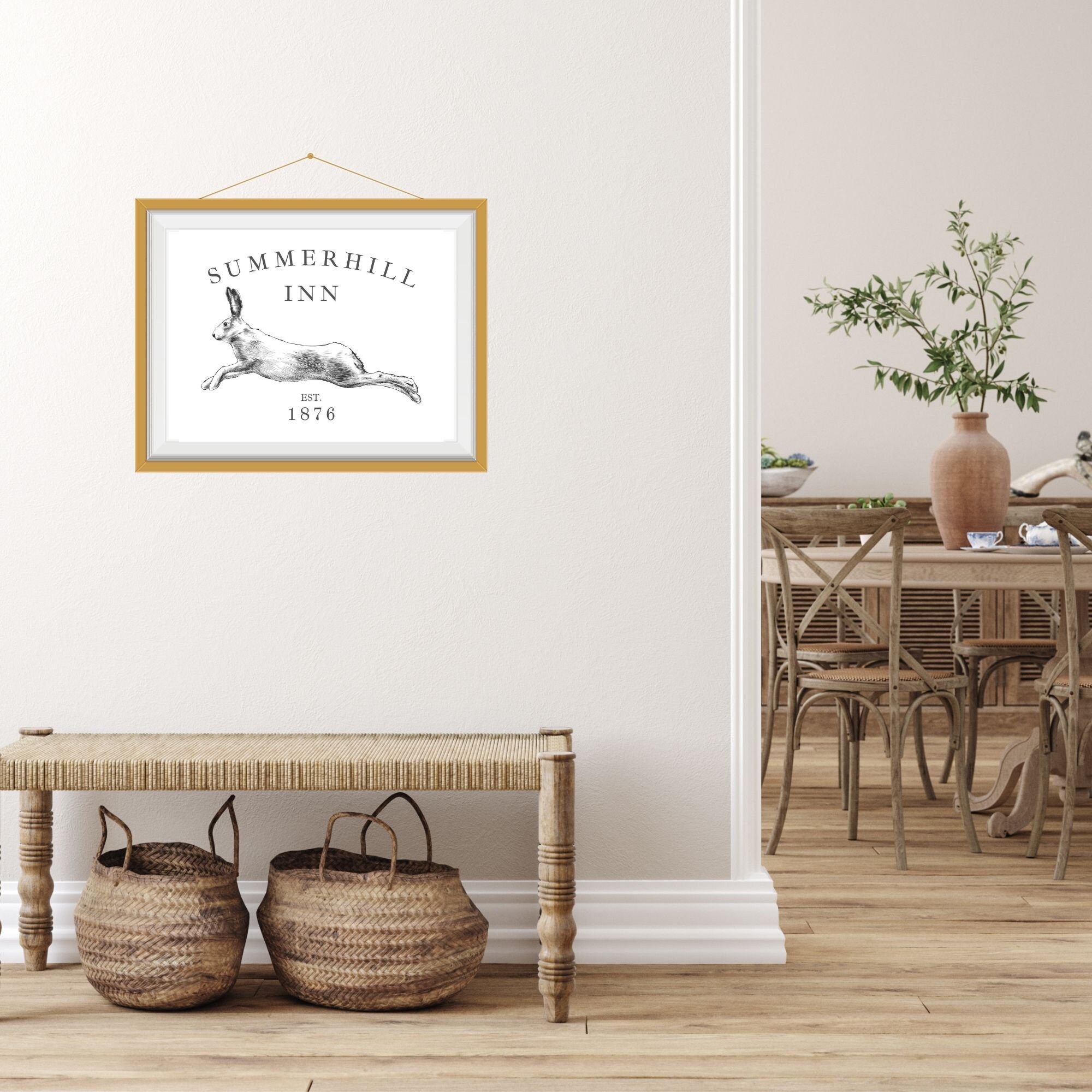 Custom Vintage Bunny Rabbit Inn Sign Digital Wall Art - Etsy