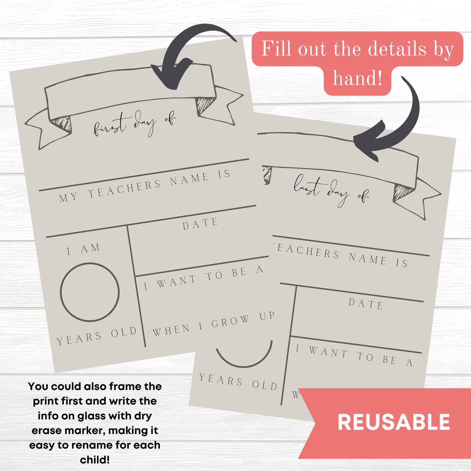 Printable First and Last Day of School Signs School Milestone ...