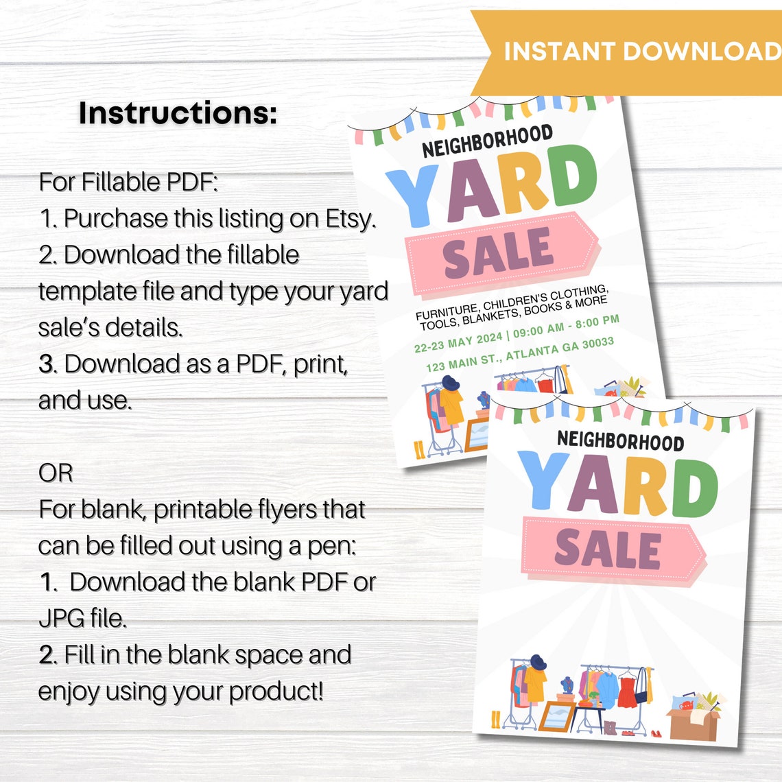 Editable Yard Sale Flyer Template | Neighborhood Garage Sale Sign ...