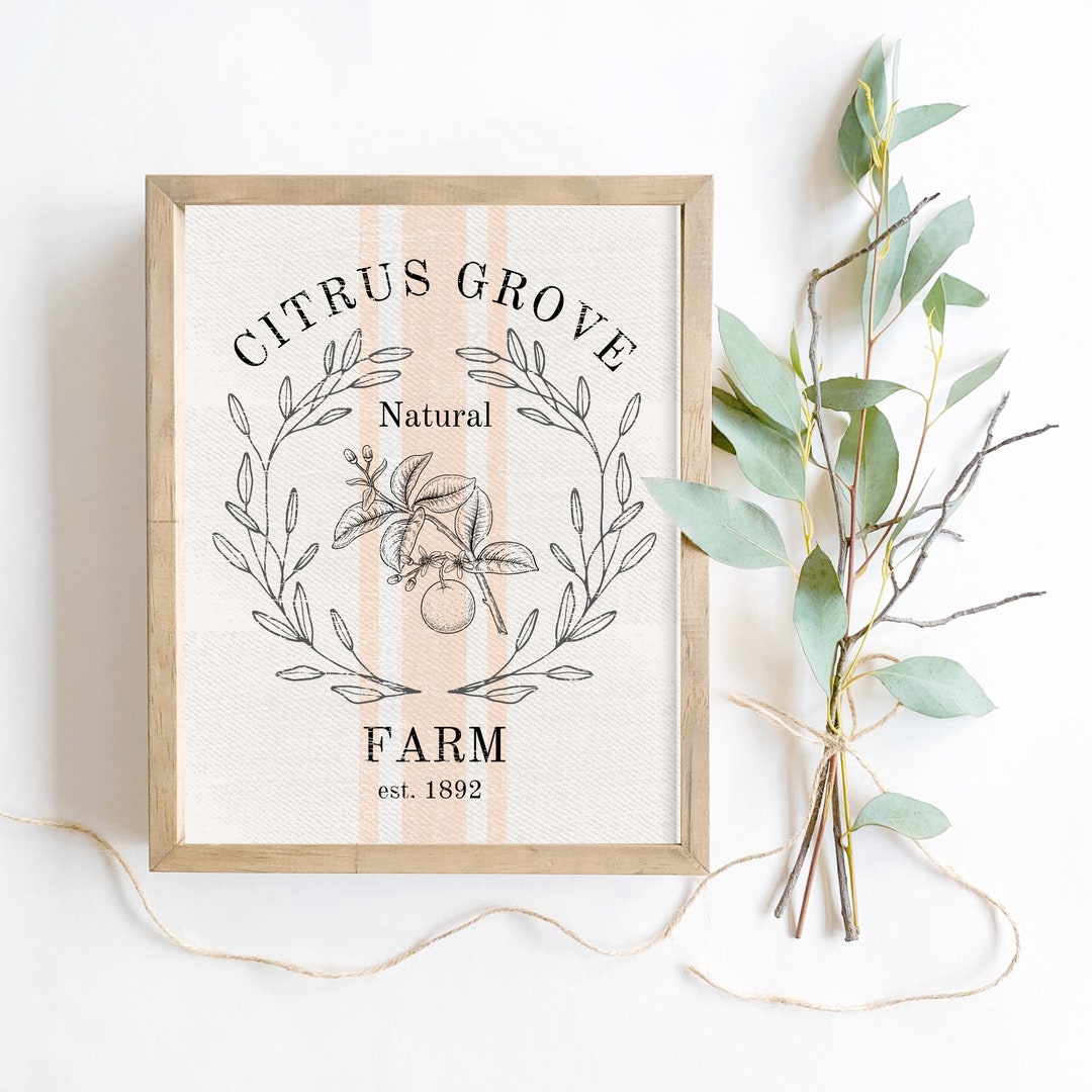 Vintage Grainsack Citrus Grove Farmhouse Printable | Farm Fresh Lemons ...