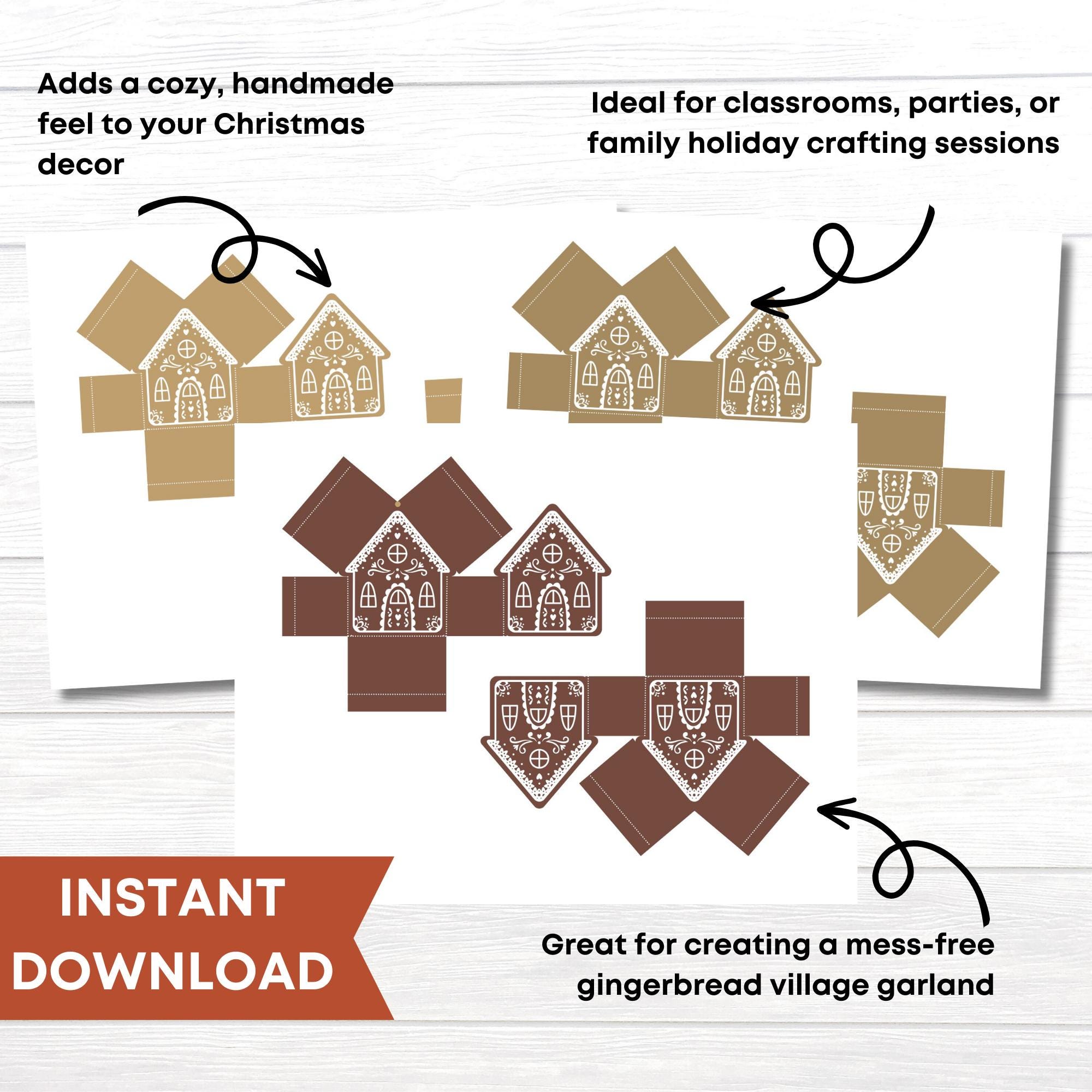 Gingerbread House Garland Printable, Christmas Gingerbread Banner, DIY ...