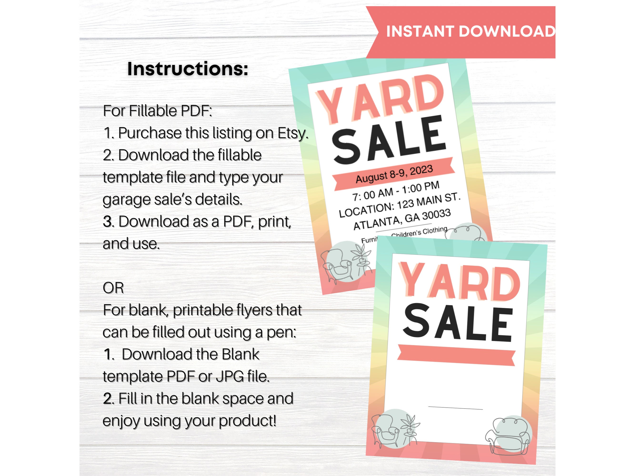 Editable Garage Sale Flyer Personalized Yard Sale Sign Poster ...