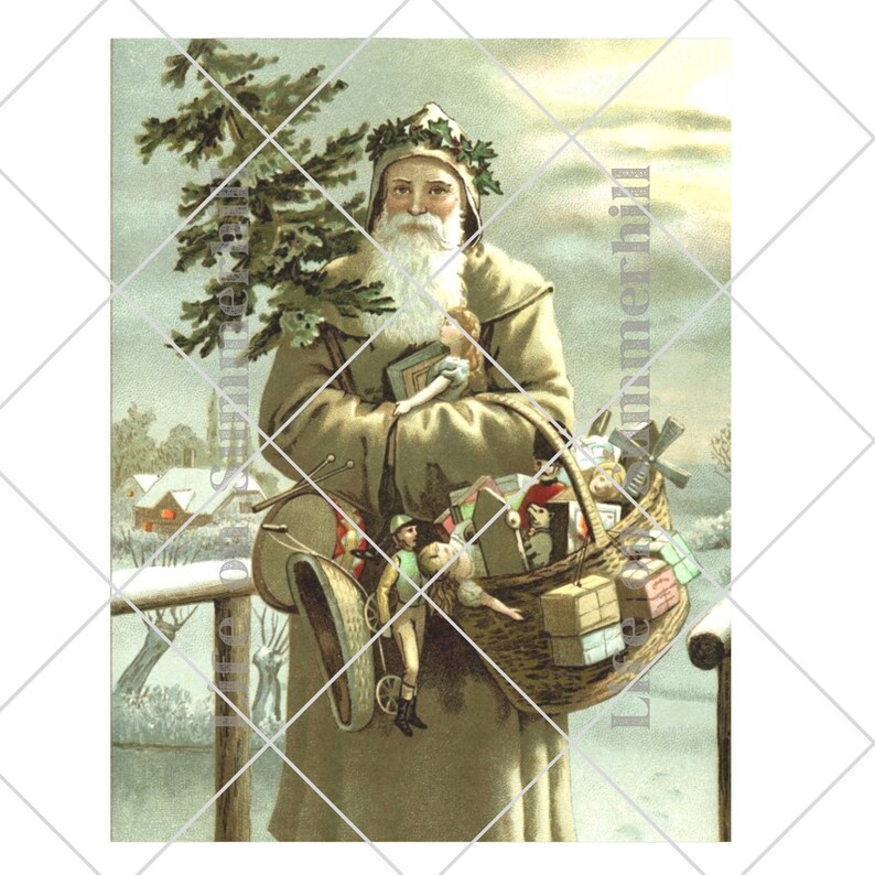 Vintage Victorian Santa Christmas Wall Art Digital Download 19th ...
