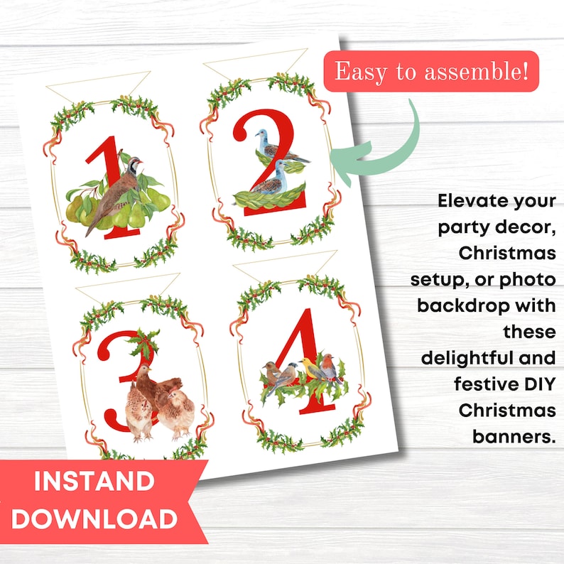 12 Days of Christmas Garland Printable | Twelve Days of Christmas ...