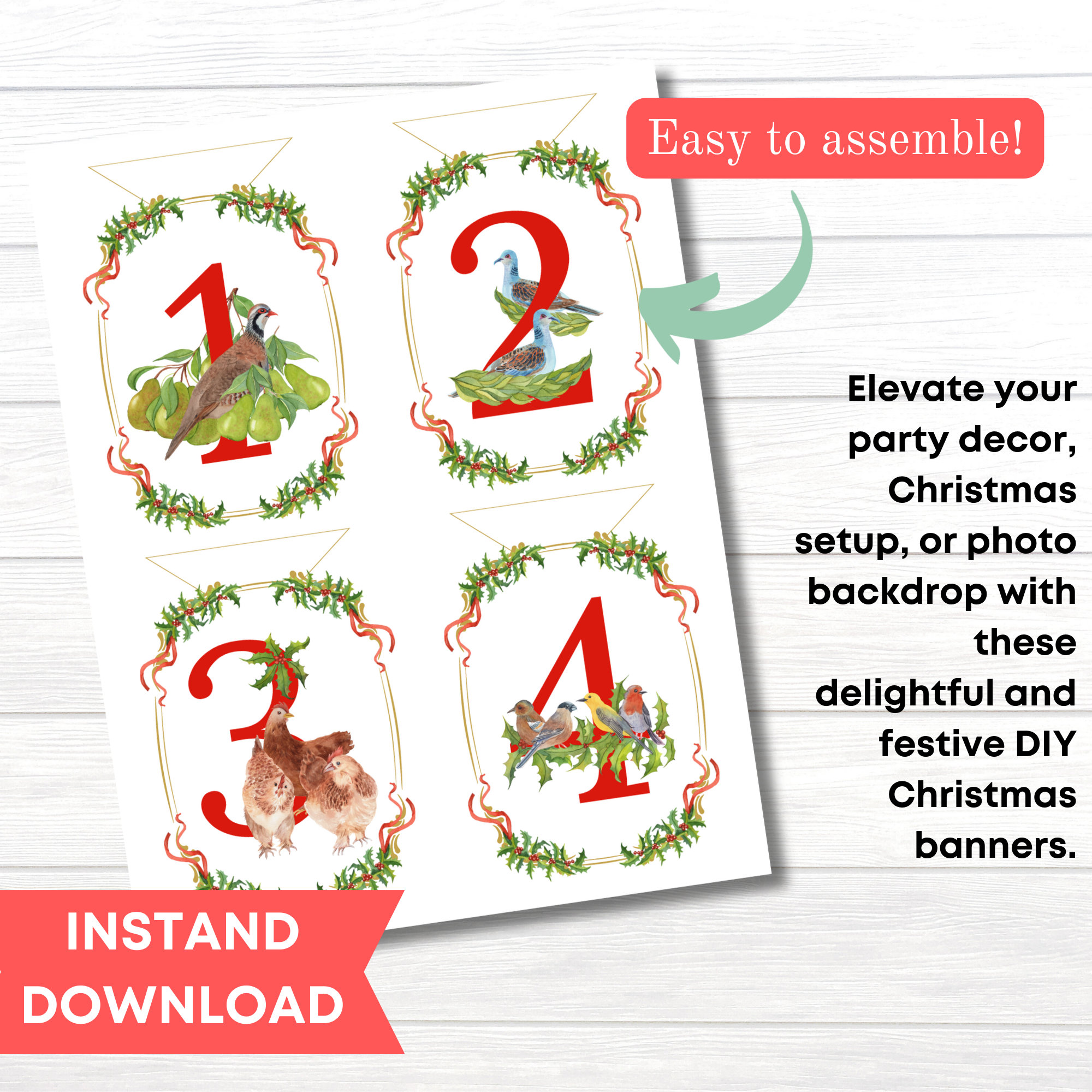 12 Days of Christmas Garland Printable | Twelve Days of Christmas ...