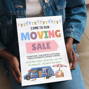 Editable Moving Sale Flyer Template | Neighborhood Yard Sale Sign ...