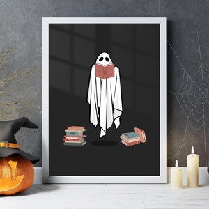 Ghost Reading a Book Funny Halloween Wall Art Printable PDF Halloween ...