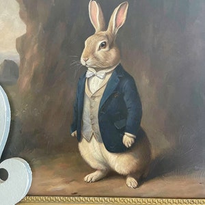 Anthropomorphic Rabbit Painting, Set of 5 Apprentice Bunny Wall Art ...
