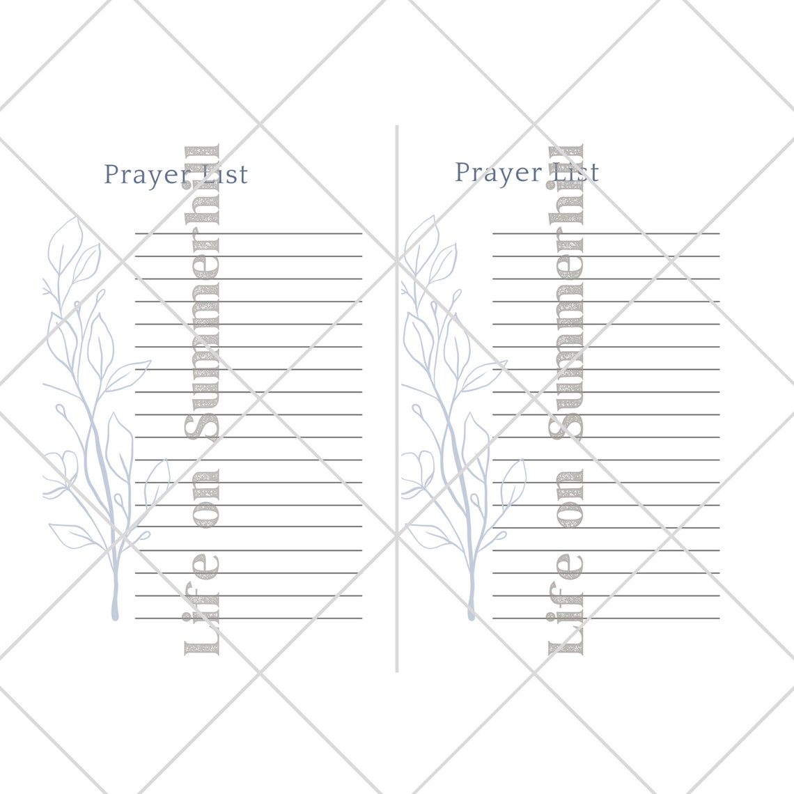 Minimalist Floral Blue Line Art Printable Prayer List Christian Daily ...