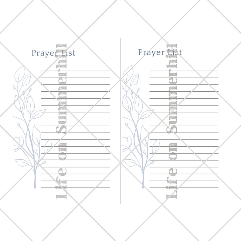 Minimalist Floral Blue Line Art Printable Prayer List Christian Daily ...