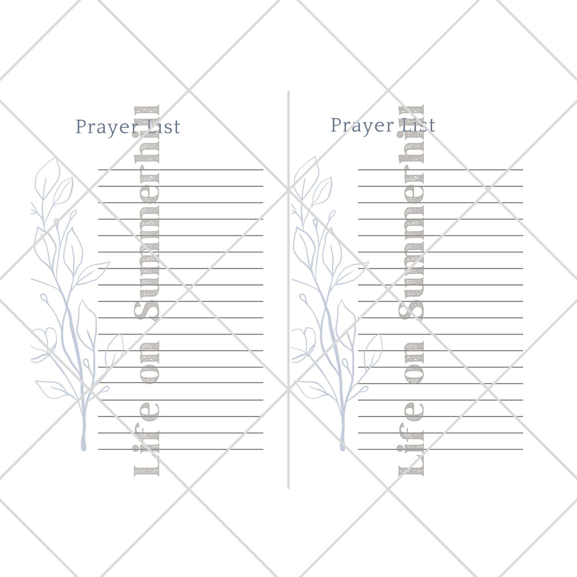 Minimalist Floral Blue Line Art Printable Prayer List Christian Daily ...