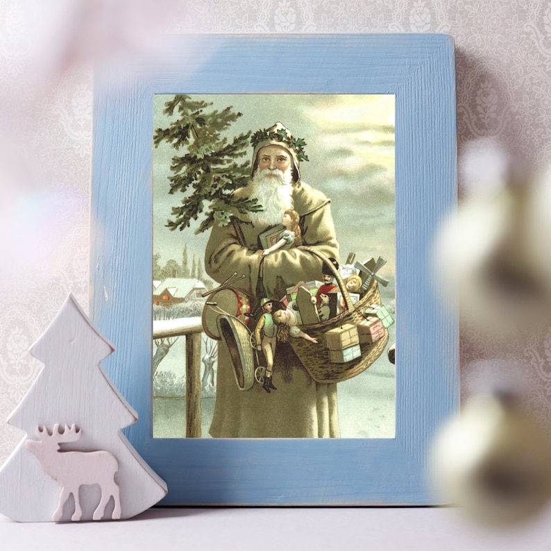 Vintage Victorian Santa Christmas Wall Art Digital Download 19th ...