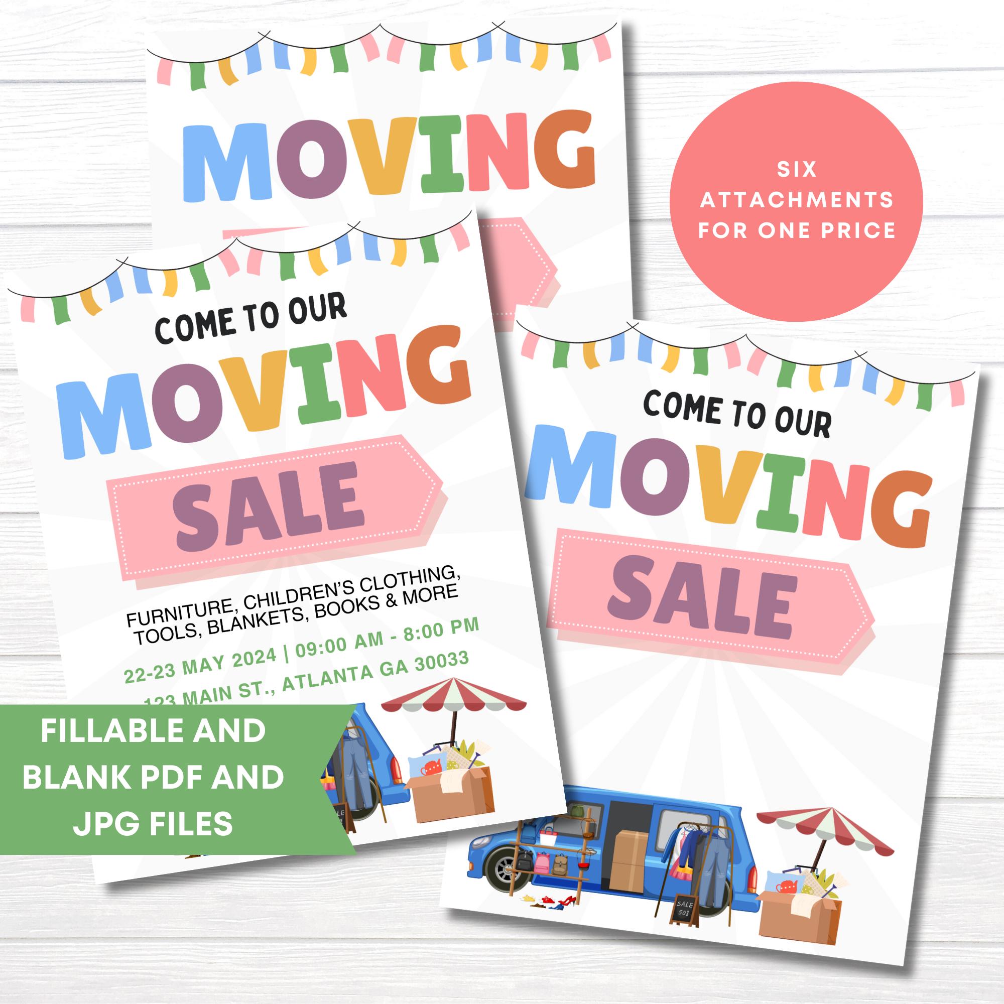 Editable Moving Sale Flyer Template | Neighborhood Yard Sale Sign ...