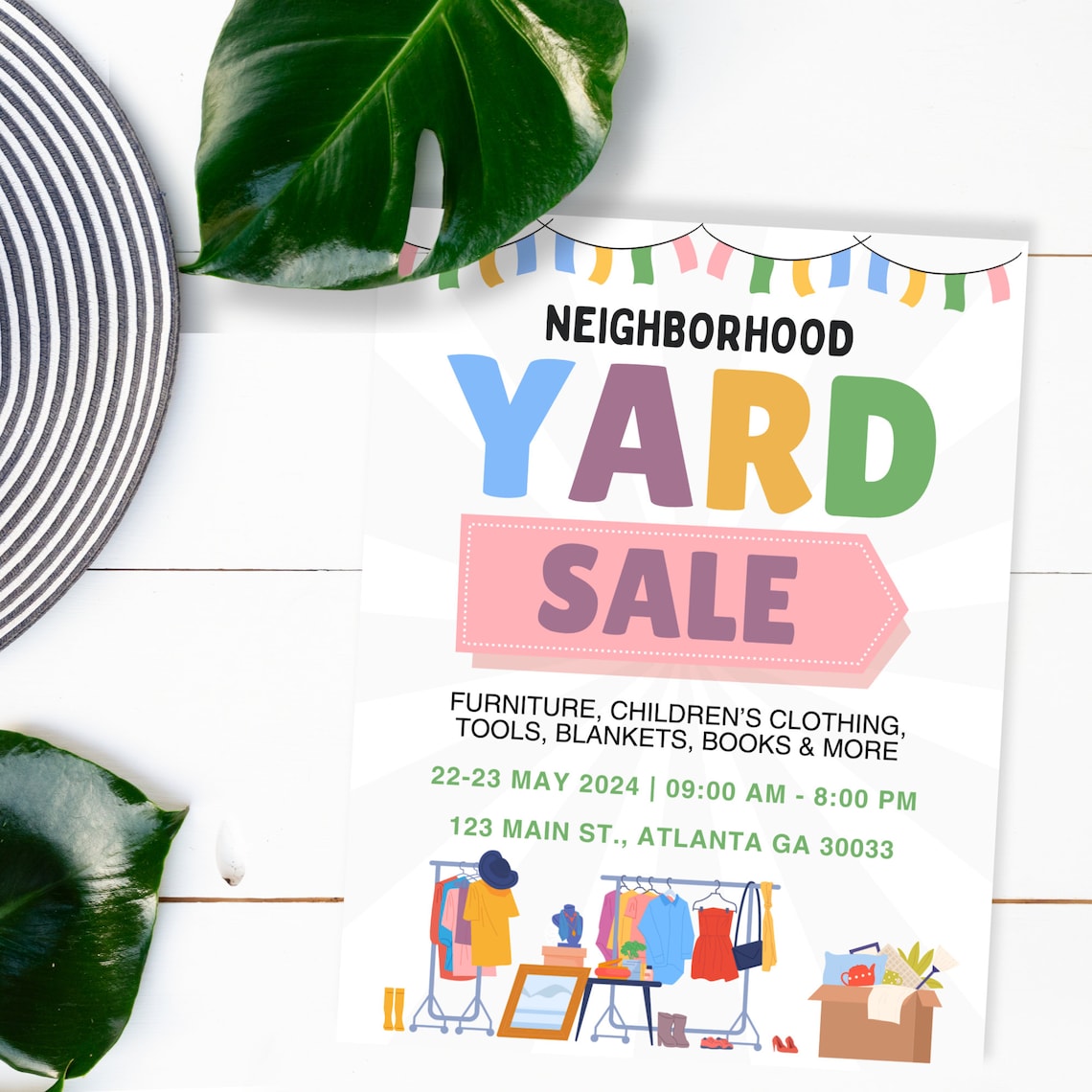 Editable Yard Sale Flyer Template Neighborhood Garage Sale Sign ...