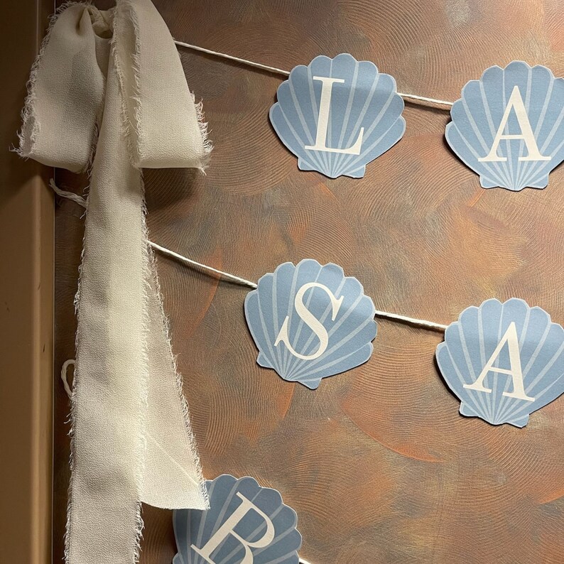 DIY Seashell Garland Kit, Printable Seashell Letter and Number Banner ...
