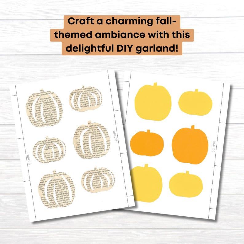 Pumpkin Book Page Printable Garland, Vintage Paper Gourd Banner, Fall ...