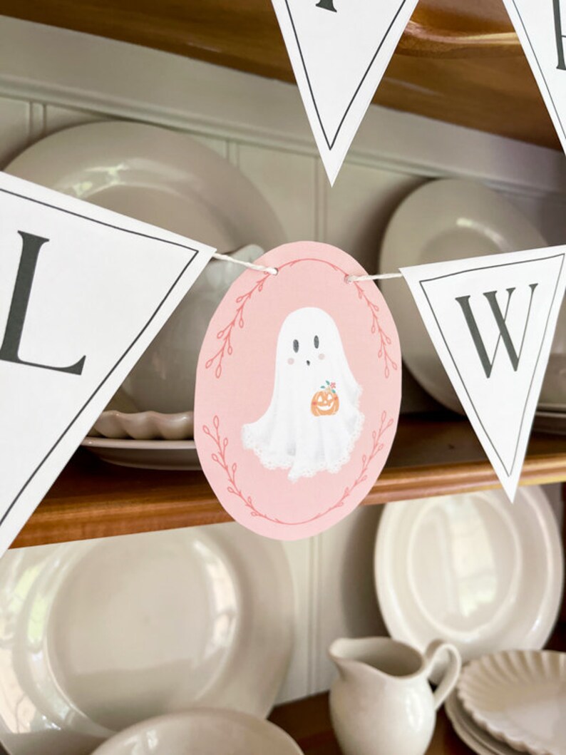 Vintage Pastel Ghost Art Printable Pink Halloween Decor Retro Pastel ...
