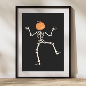 Skeleton Pumpkin Spooky Halloween Printable Wall Art Digital Download ...