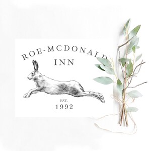 Custom Vintage Bunny Rabbit Inn Sign Digital Wall Art | Etsy