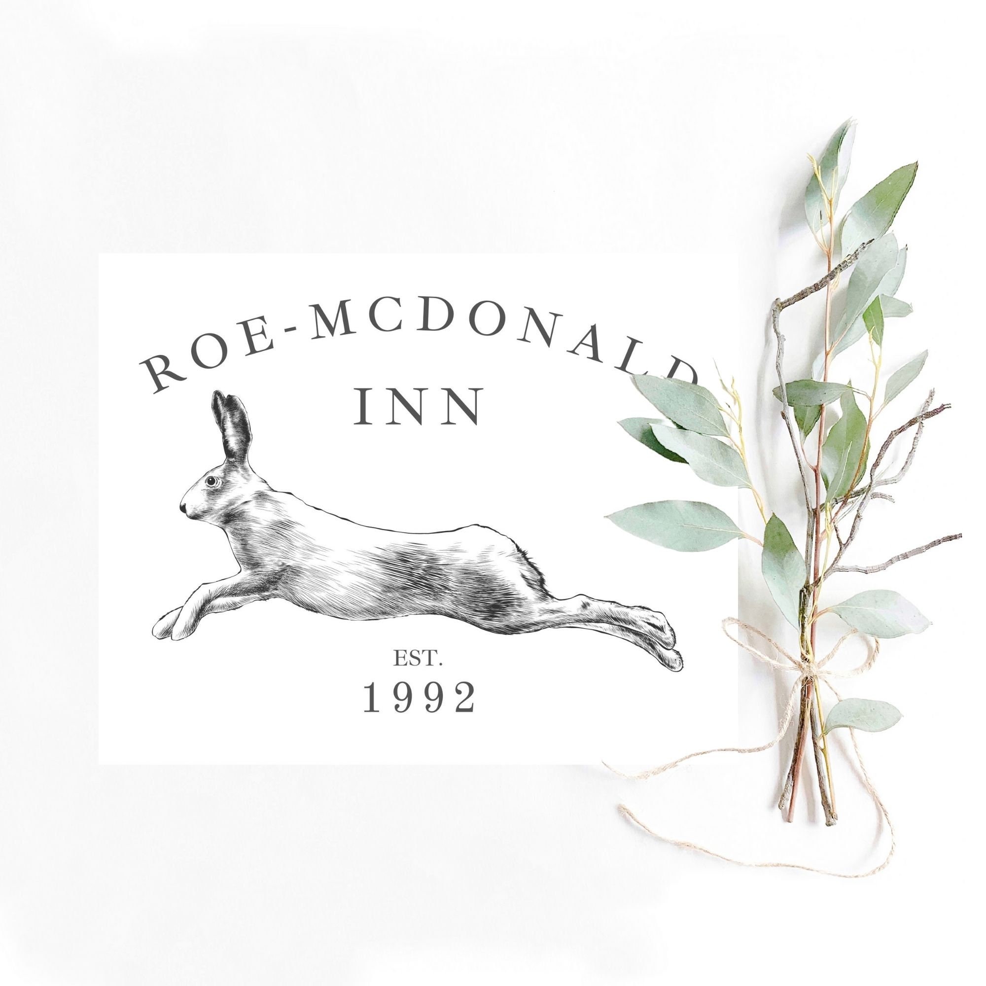 Custom Vintage Bunny Rabbit Inn Sign Digital Wall Art - Etsy