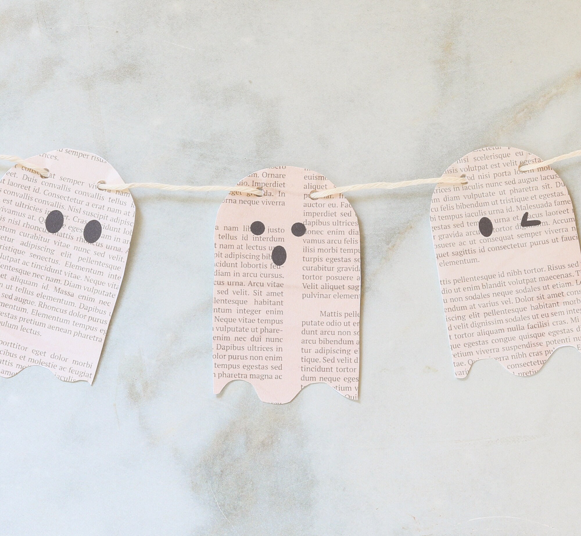 DIY Book Page Ghost Garland Printable Vintage Bookpage Ghost Bunting ...
