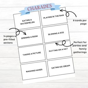 Charades Printable Game | 100+ Fun Words and Actions Included ...