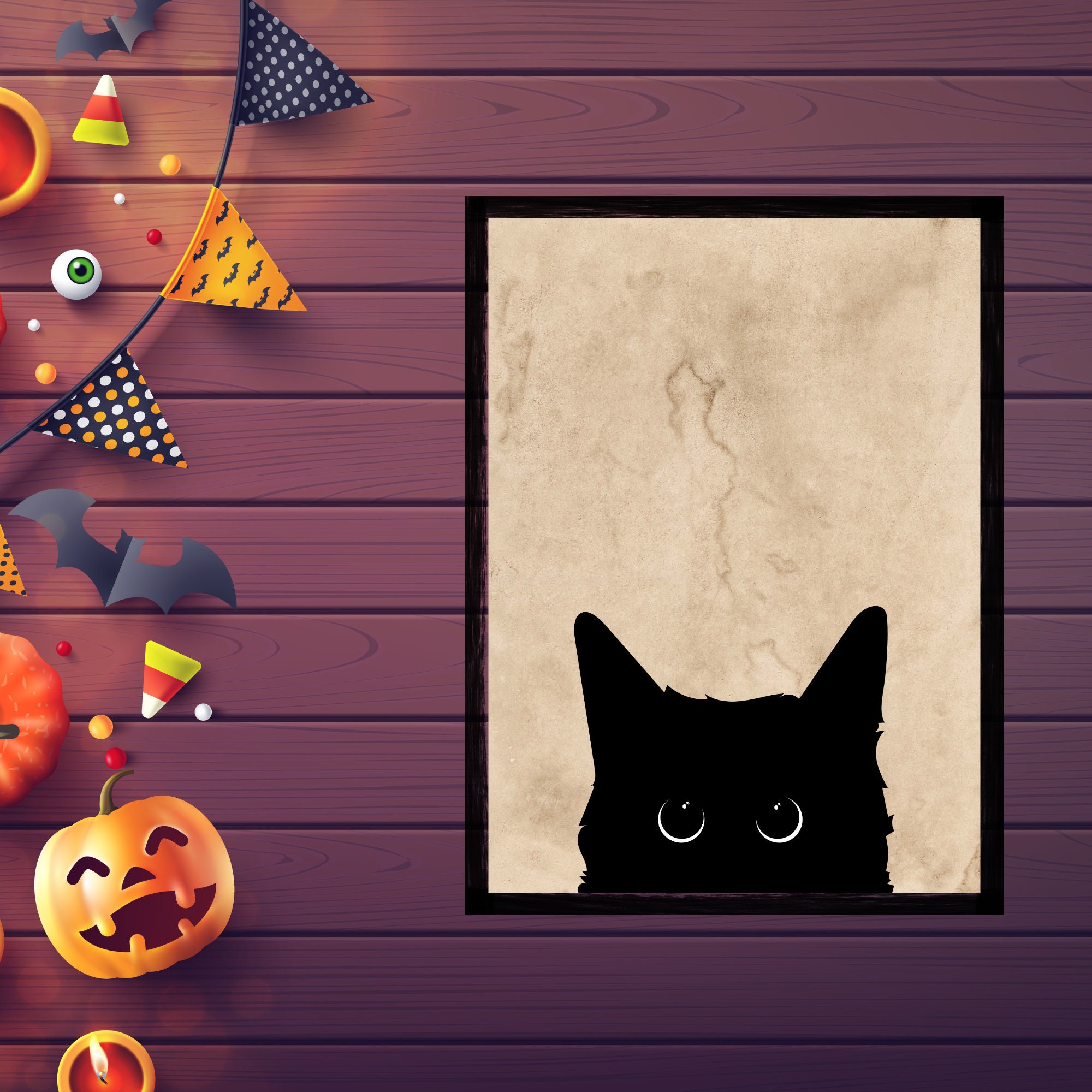 Black Cat Halloween Decor Printable Halloween Poster Witchy Vibes Home ...
