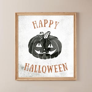 Happy Halloween Fall Wall Art Black Pumpkin Digital Print Halloween ...