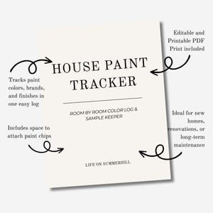 House Paint Tracker, Room by Room Log and Sample Keeper, Home Paint ...