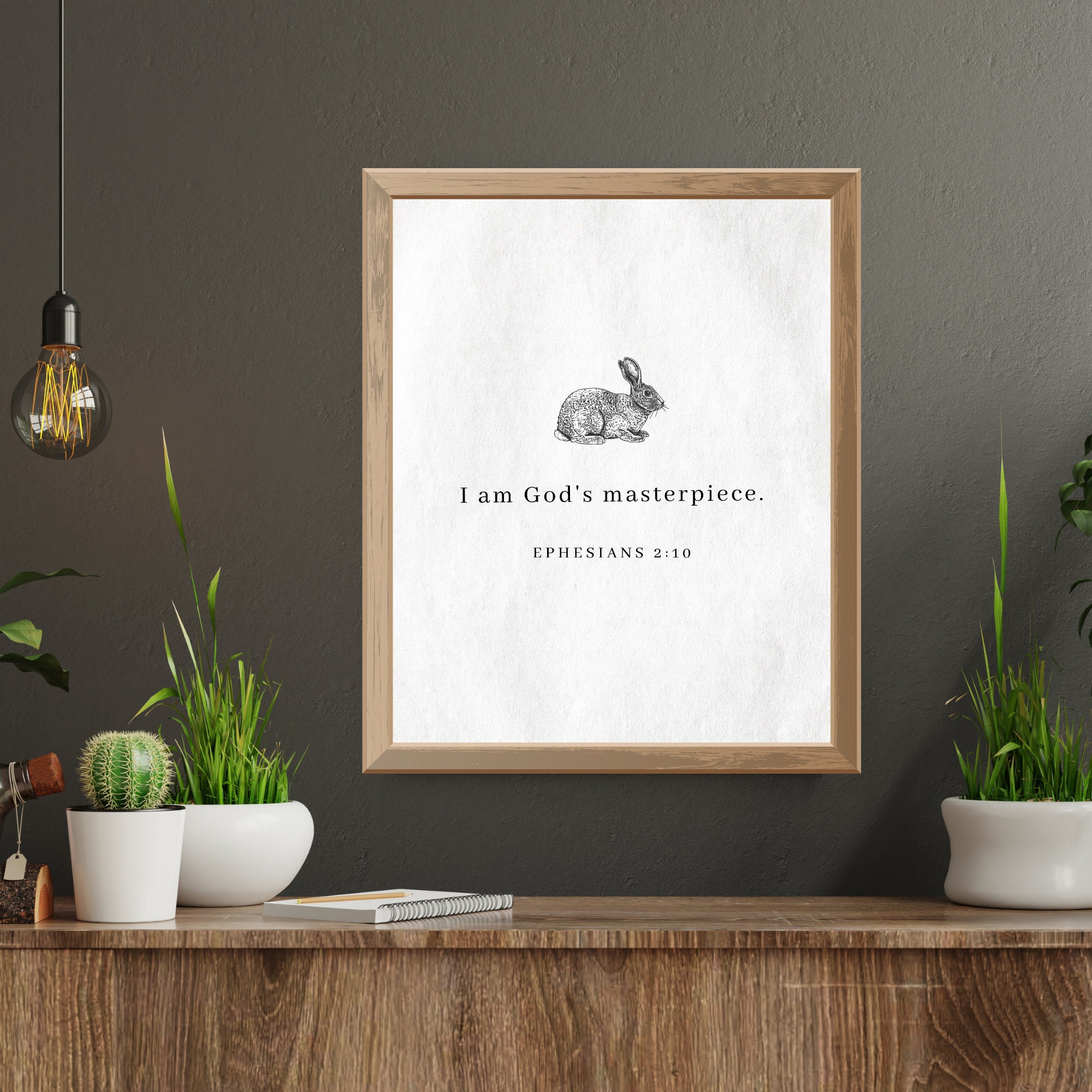 Bunny Vintage Illustration Print Spiritual Bible Verse Scripture Quote ...