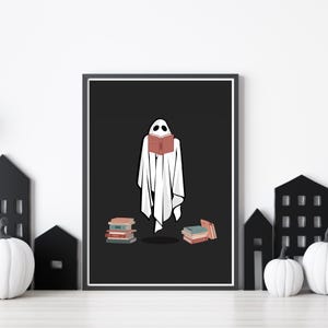 Ghost Reading a Book Funny Halloween Wall Art Printable PDF Halloween ...