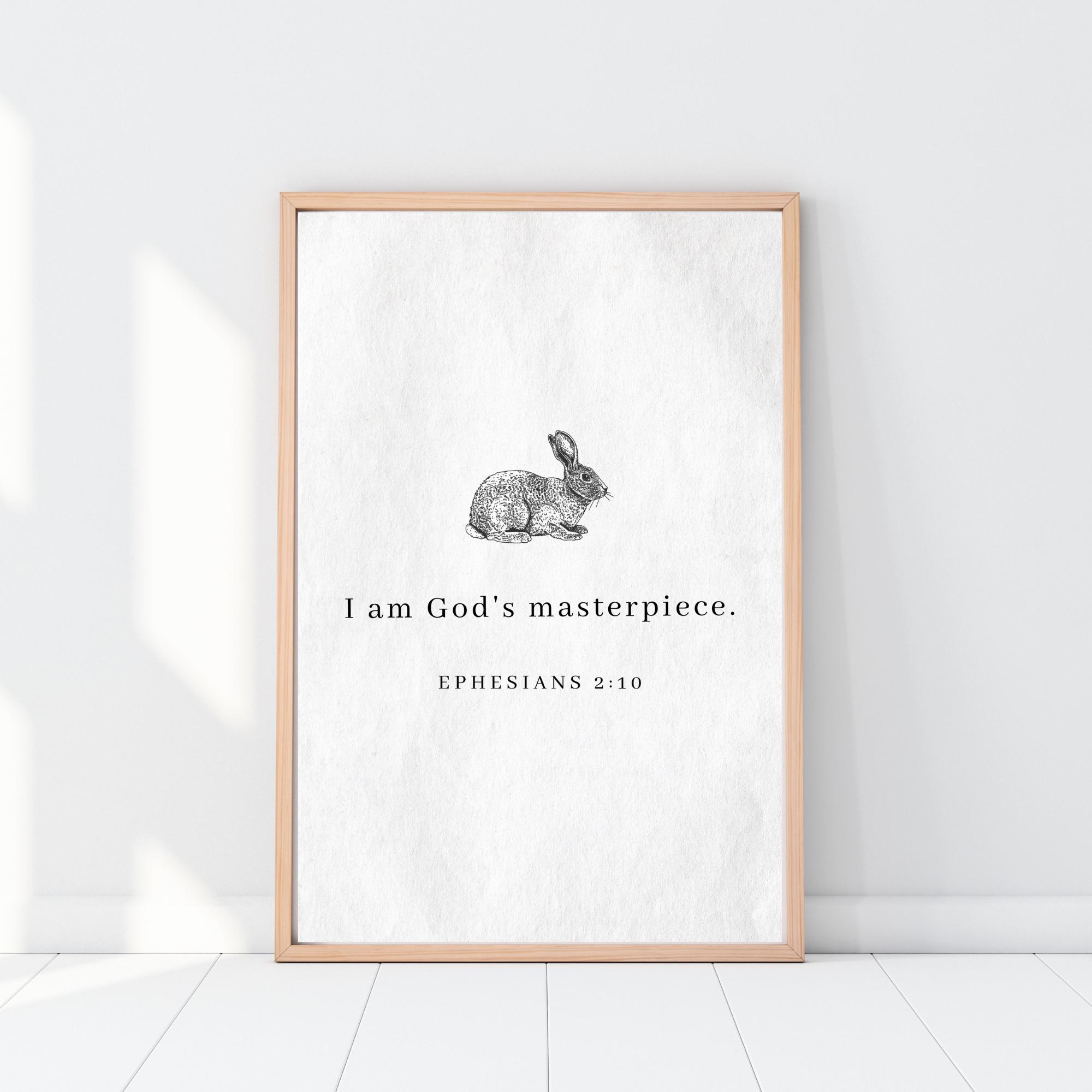 Bunny Vintage Illustration Print Spiritual Bible Verse Scripture Quote ...