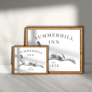Custom Vintage Bunny Rabbit Inn Sign Digital Wall Art Personalized ...