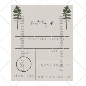 Back to School Student First Day of Class Customizable Printable ...