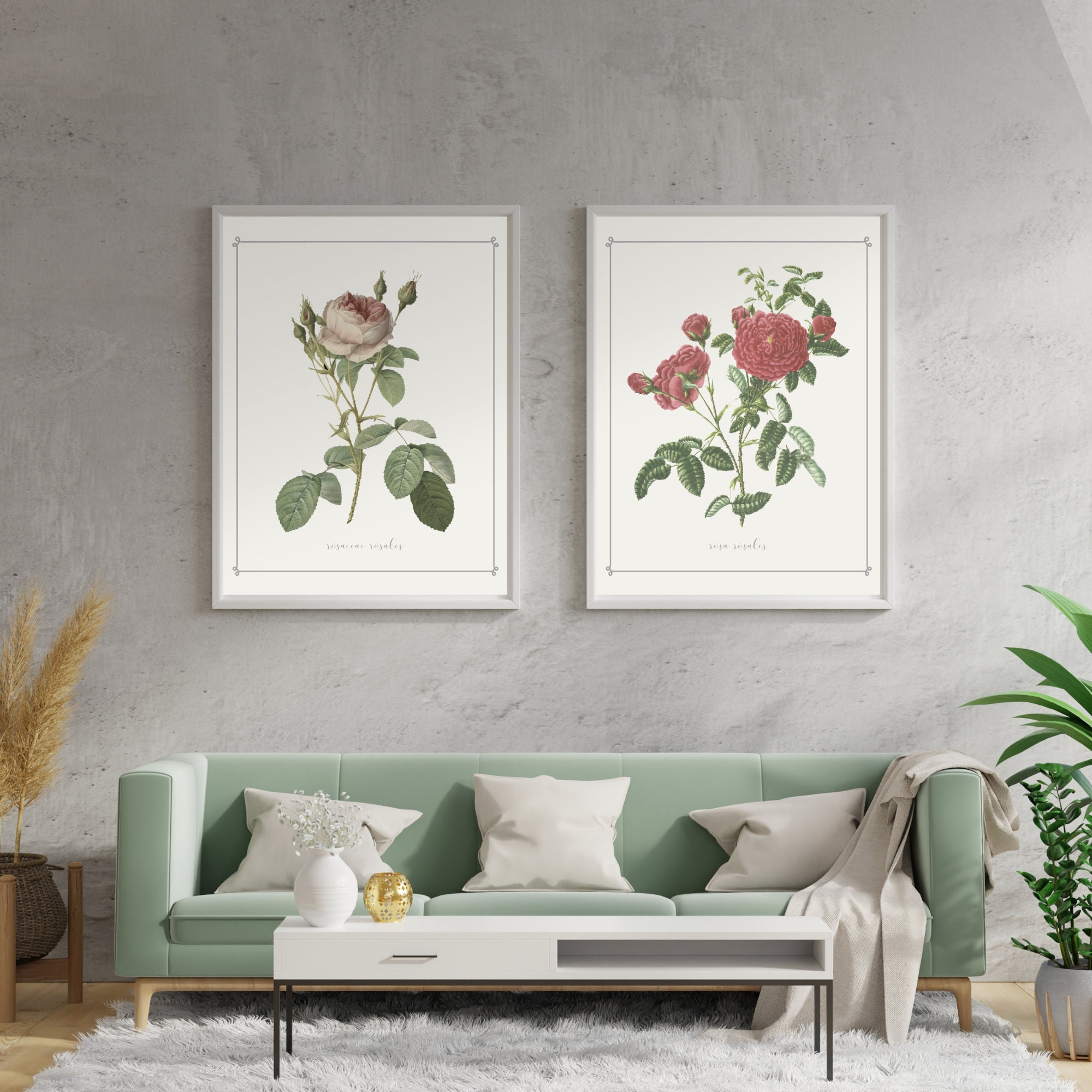 Set of 4 Printable Vintage Redoute Roses Botanical Posters Wall Art ...
