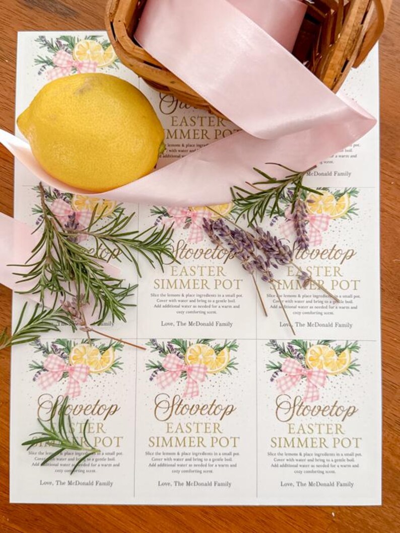 Editable PDF Easter Simmer Pot Gift Tags, Holiday Stovetop Fragrance ...