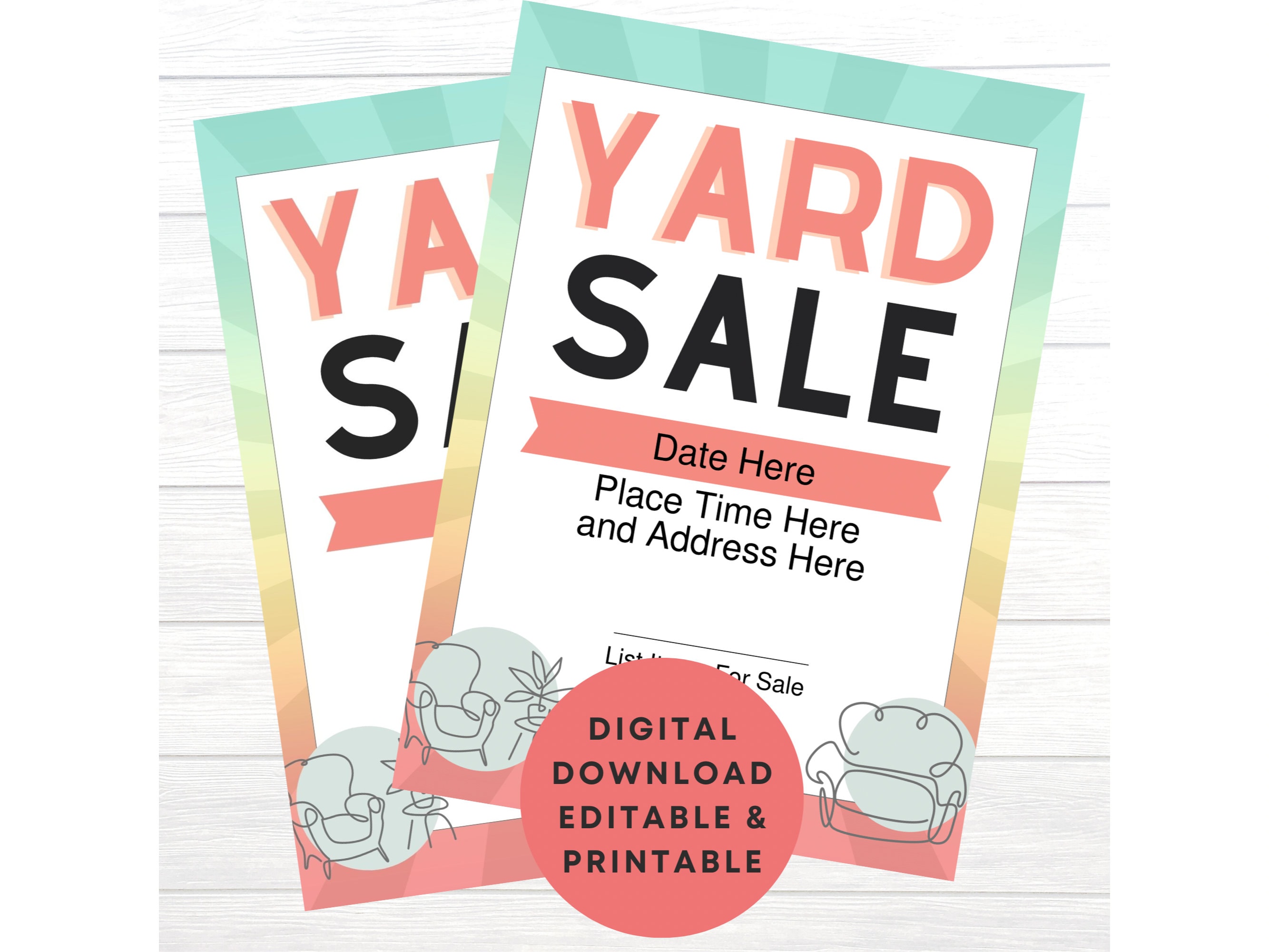 Editable Garage Sale Flyer Personalized Yard Sale Sign Poster ...
