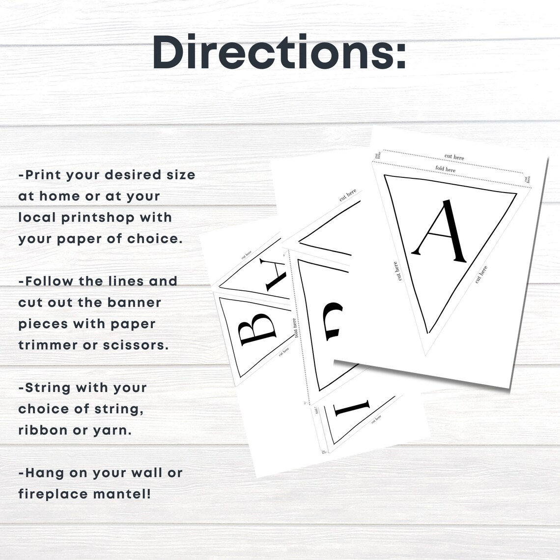 DIY Printable Banner Simple Flag Buntings for Celebrations Birthday ...