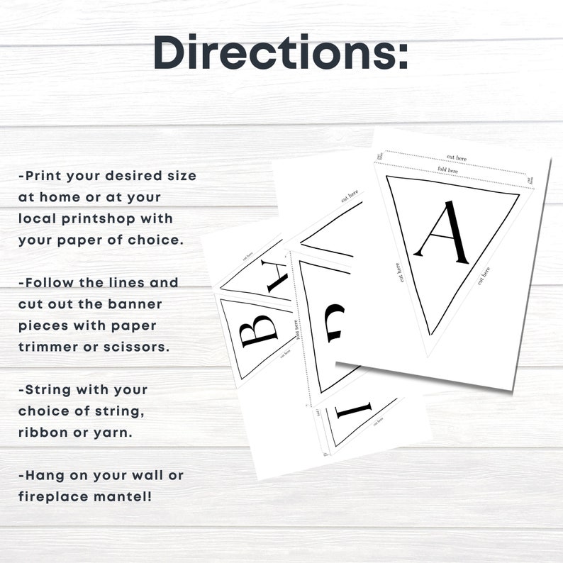 DIY Printable Banner Simple Flag Buntings for Celebrations Birthday ...