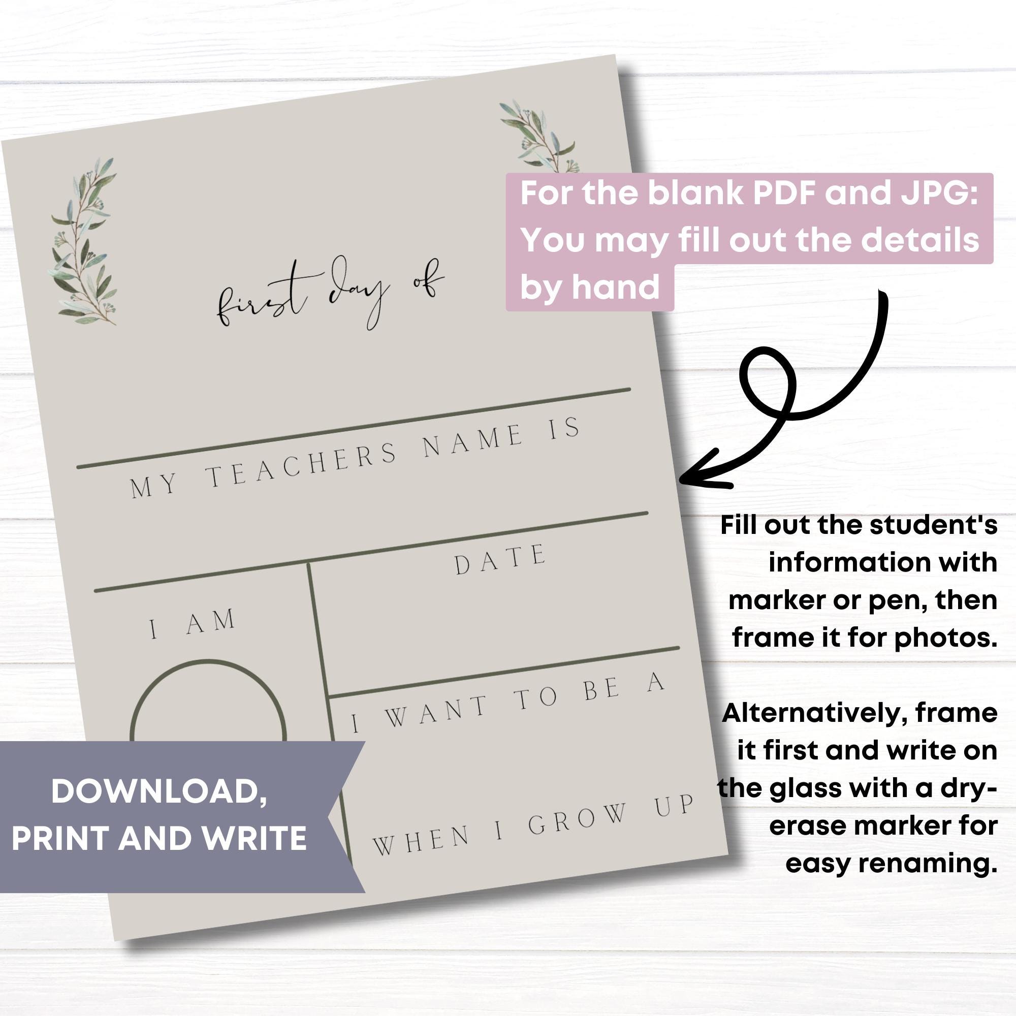 Editable Back to School Sign | Customizable Student First Day of Class ...