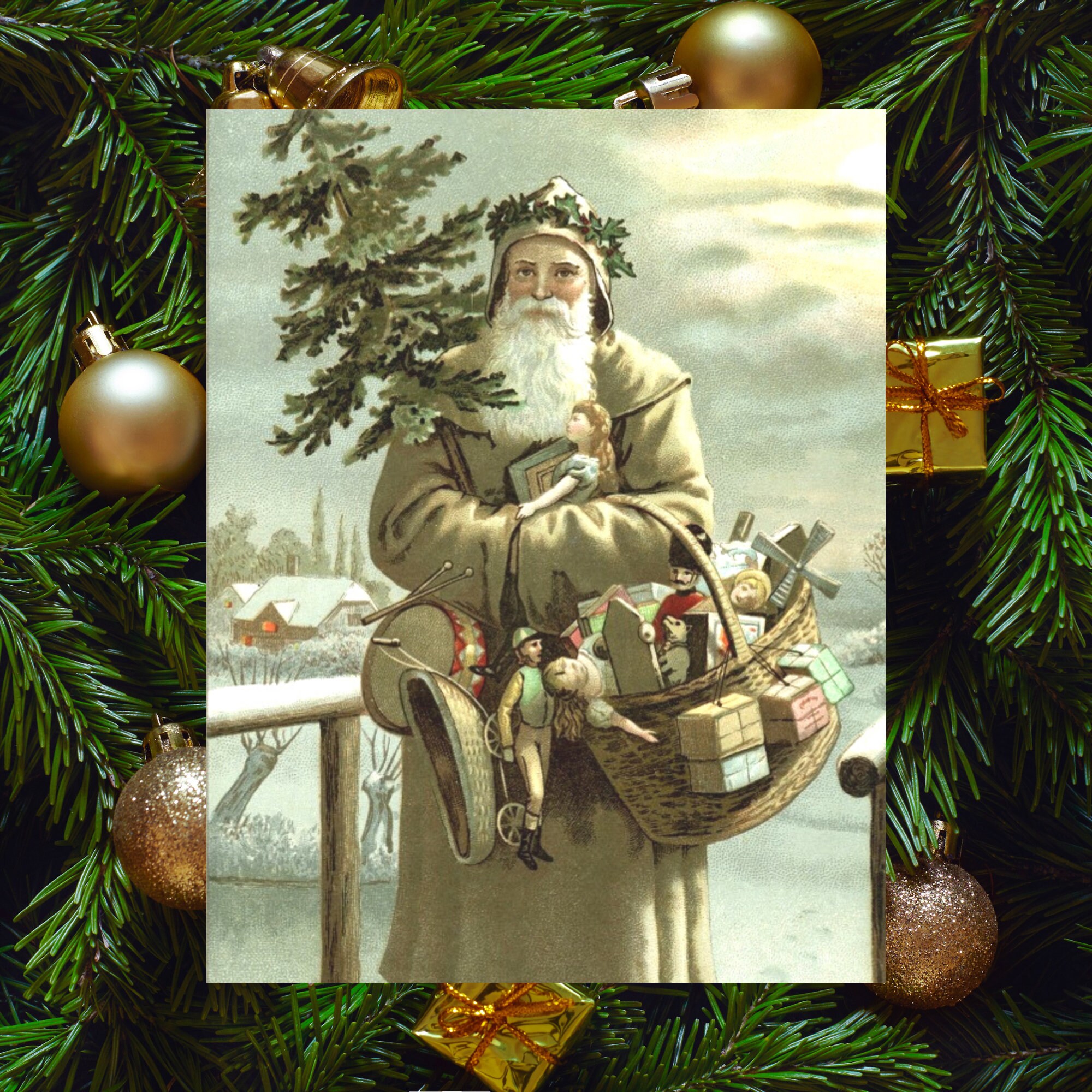 Vintage Victorian Santa Christmas Wall Art Digital Download 19th ...