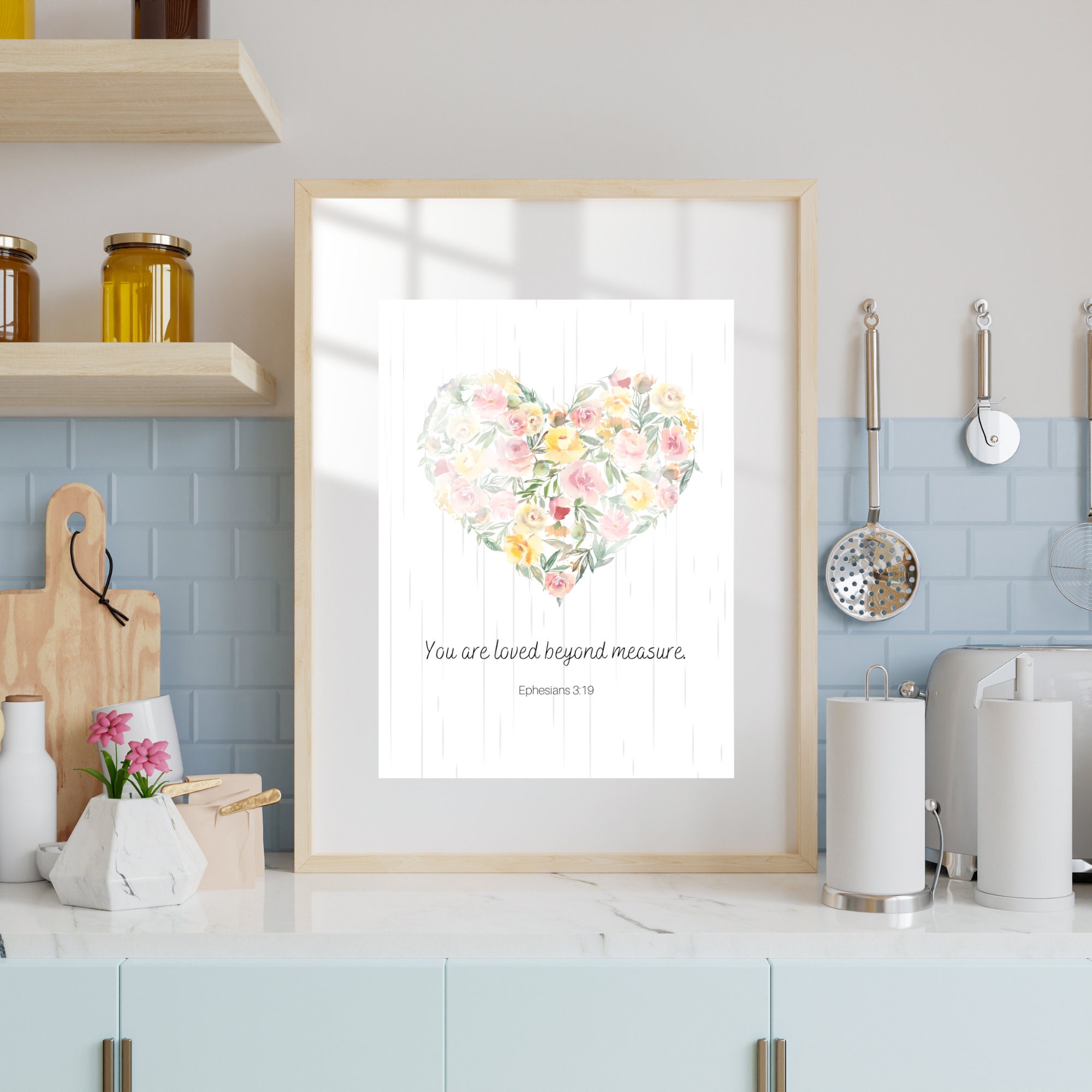 Floral Heart Watercolor Print Spiritual Bible Verse Scripture Quote ...