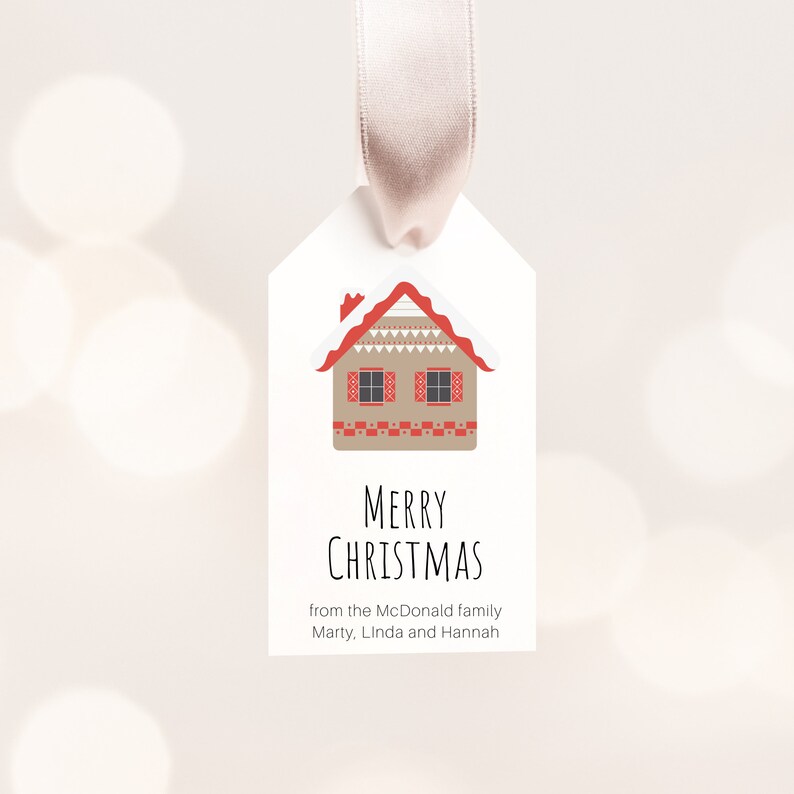 Gingerbread House Christmas Gift Tags, Editable Cute Ginger Bread Xmas ...