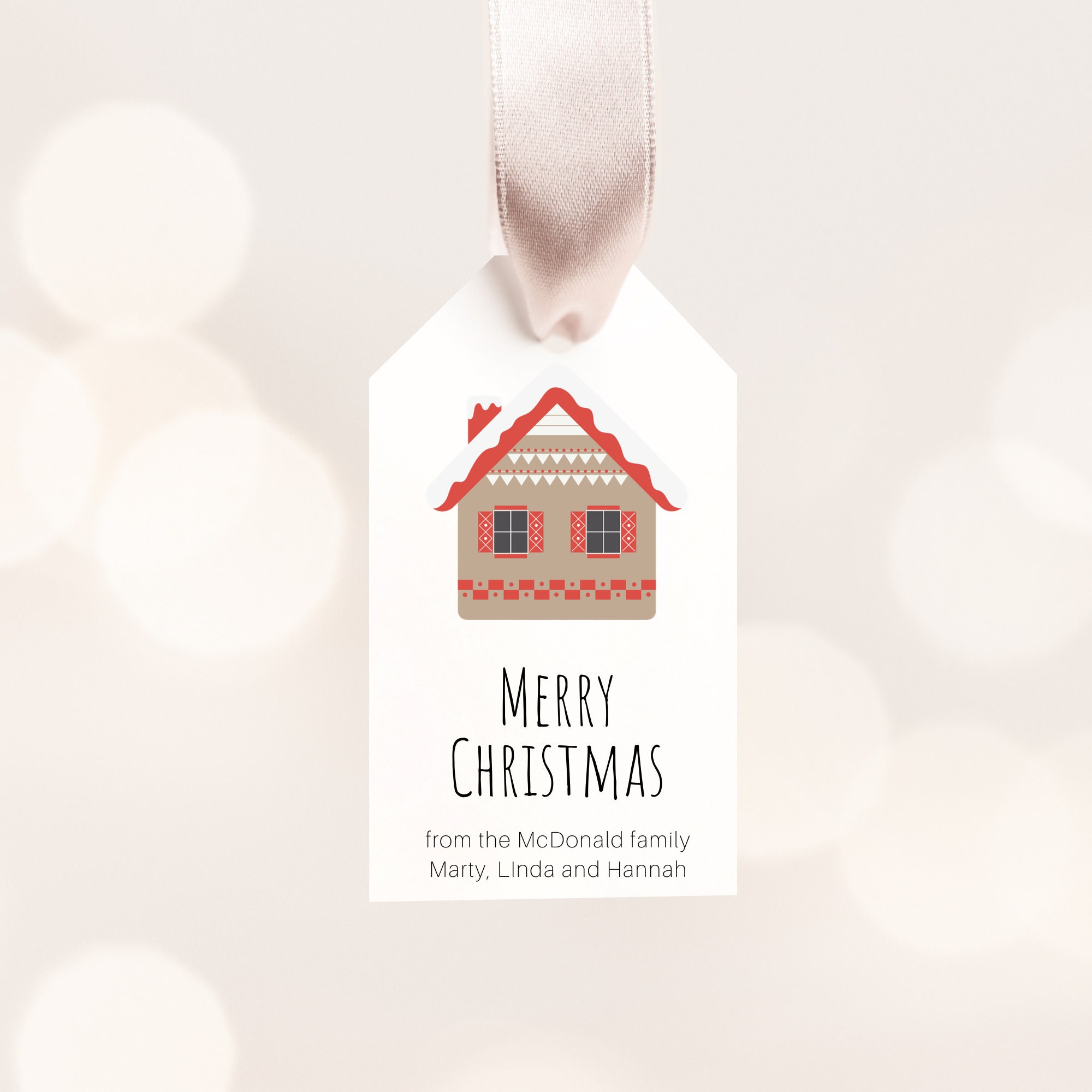 Gingerbread House Christmas Gift Tags, Editable Cute Ginger Bread Xmas ...