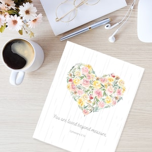 Floral Heart Watercolor Print Spiritual Bible Verse Scripture Quote ...