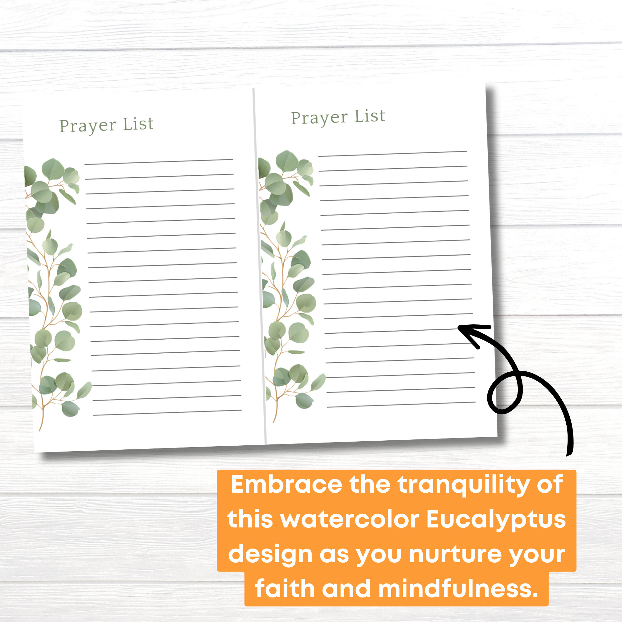 Watercolor Eucalyptus Prayer List Printable Christian Daily Planner ...