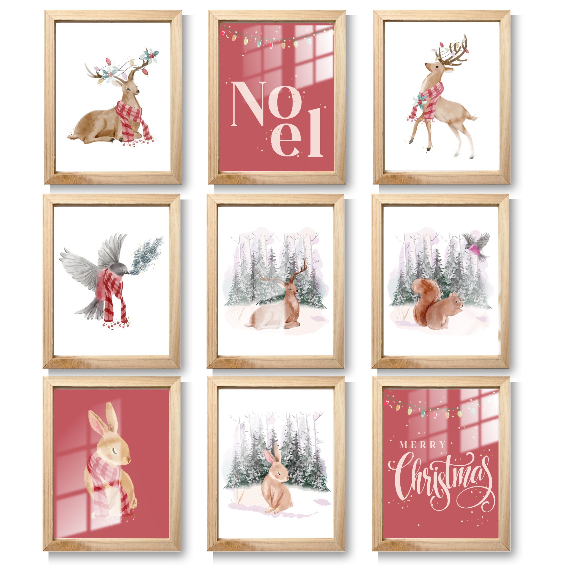 Christmas Printable Art Decor Set of 9 Holiday Mega Bundle Wall Art ...