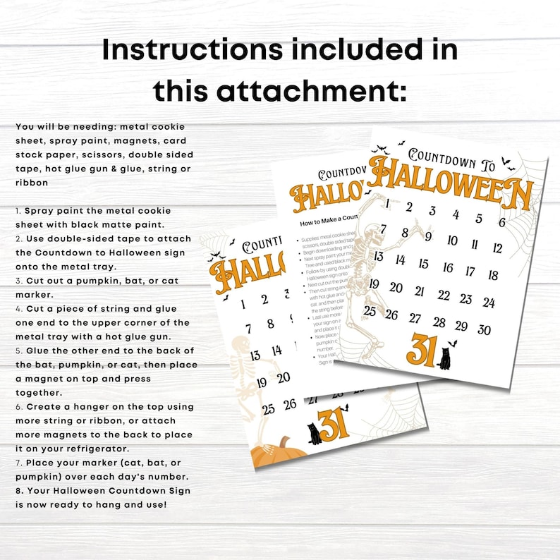 Halloween Countdown Calendar Printable Countdown to Halloween Days Until Halloween Sign ...