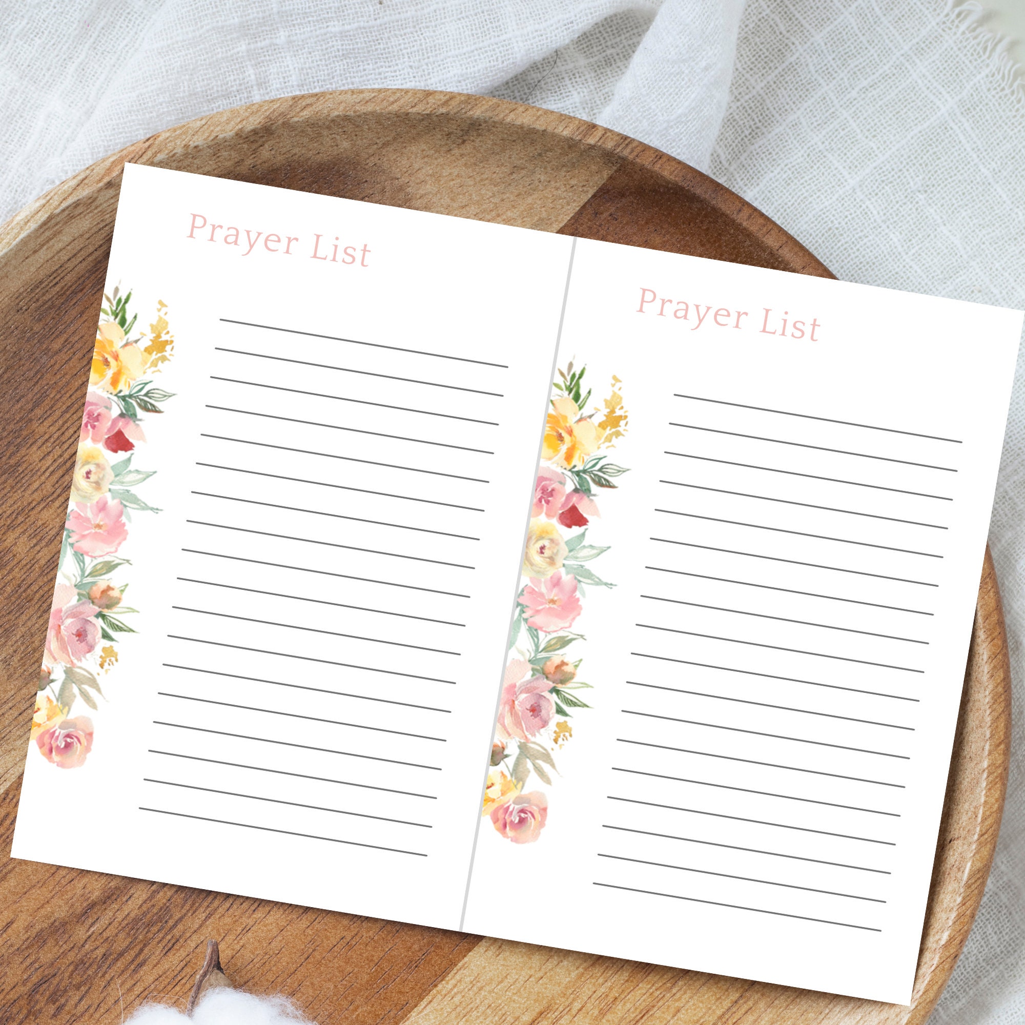 Watercolor Floral Prayer List Daily Planner Notes Digital Download ...