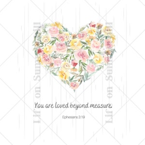 Floral Heart Watercolor Print Spiritual Bible Verse Scripture Quote ...